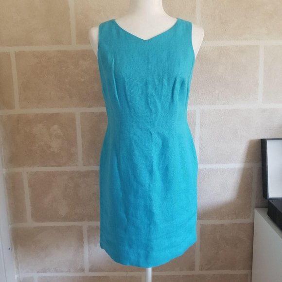 Talbots | Dresses | Talbots Irish Linen Vneck Sheath Dress Size 4 ...